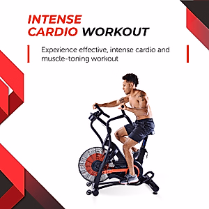 Stamina X Air Bike - Exercise Bike with Smart Workout App - Air Exercise Bike for Home Workout - Up to 350 lbs Weight Capacity Black/Red