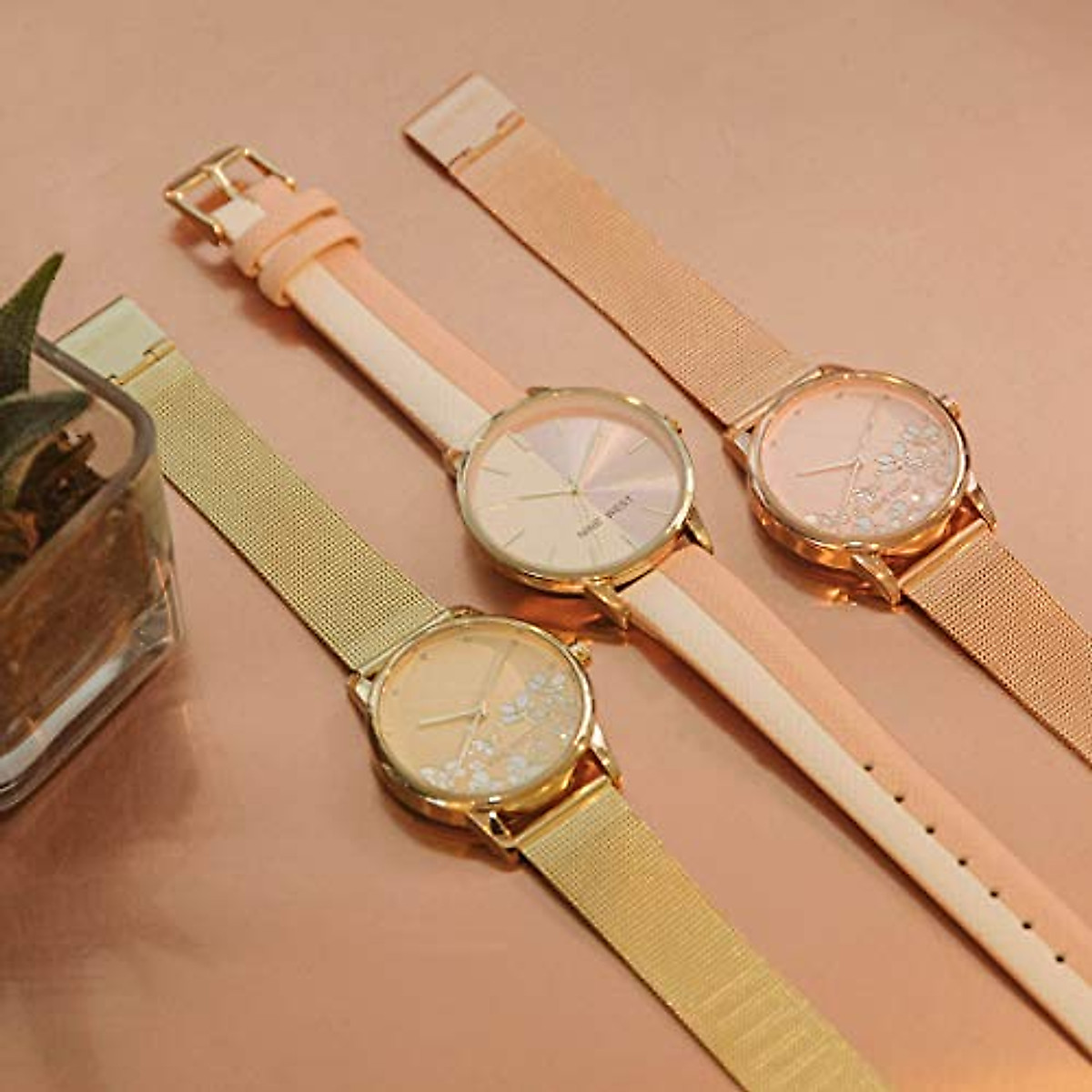 Nine West Women's Gold-Tone Mesh Bracelet Watch, NW/2428FLGP