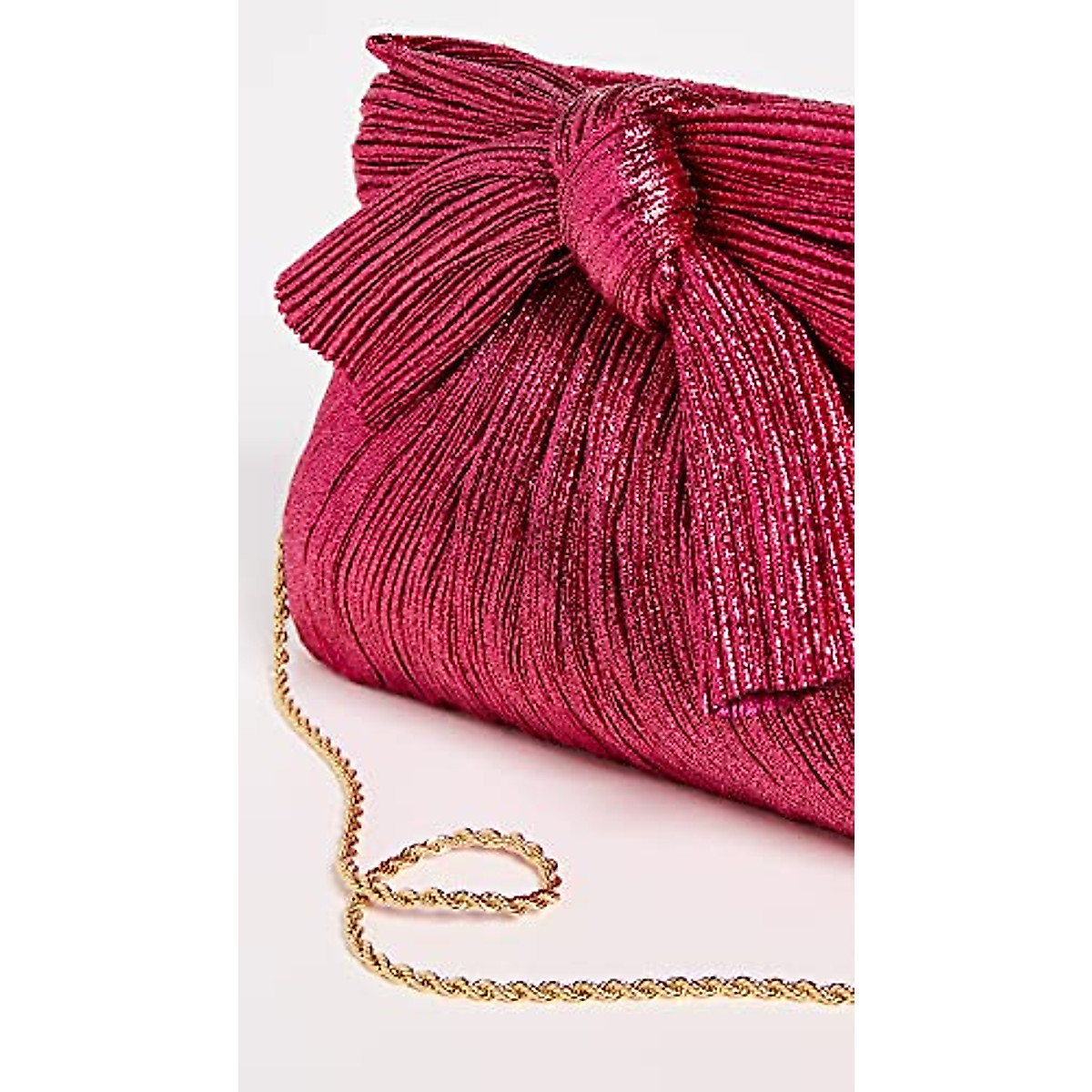 Loeffler Randall Women's Pleated Frame Clutch with Bow, Fuchsia, Pink, Metallic, One Size