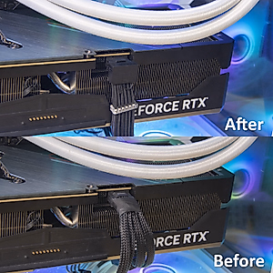 Sirlyr 90 Degree 12VHPWR Connector, 12+4 to 3 * 8 Pin Modular Cable, Sleeved 16 Pin GPU Cable for RTX3090Ti, 4080, 4090 Compatible with Corsair, Great Wall, Thermaltake Power Supply - Black