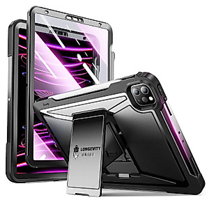 ZtotopCases for iPad Pro 12.9 Case 6th/5th/4th Generation 2022/2021/2020, Full Body Protective Rugged Cover with [Pencil Holder + Screen Protector] for iPad Pro 12.9 Inch 6th/5th/4th Gen, Gray