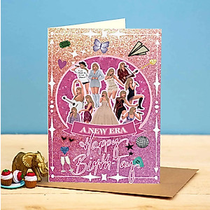 Byqone Funny Birthday Card Styles for Fans- Singer Happy Birthtay Foldable Bling Style - Great Sweet Birthday Gifts for Women Girls Her Him Men for Fans - Includes 5x7 Card with Envelope