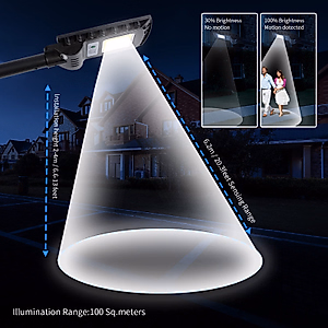 CYBERDAX Solar Integrated Street Light Outdoor, All-in-One Solar Lamp with Remote Control with Radar Motion Sensor Built in for Garden, Paths, Wall-Mounted, Warehouse, Corridor (60)