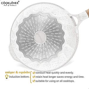 COOKLOVER Nonstick Frying Pan Induction Sauté Pan with Lid - 9.5 inch- White + Nonstick Frying Pan - 11inch- White