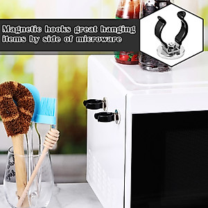 LEIFIDE Magnetic Hook Round Base Magnet Fastener with Steel Clip Chrome Plate Magnetic Tool Holder Heavy Duty Magnetic Holder for Indoor Outdoor Hanging Kitchen Home Organization (4, Black)