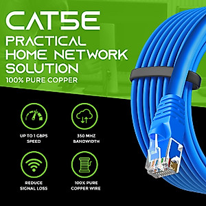 GearIT 100-Pack, Cat5e Ethernet Patch Cable 1 Foot - Snagless RJ45 Computer LAN Network Cord, Blue