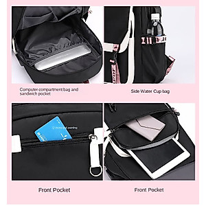 Kaeosroa Kawaii Backpack for School Teen Girls,Cute Travel Daypack Fits 15.6 Inch Laptop Backpack with USB Charging Port Headphone Jack,College School Backpack for Women (color1)