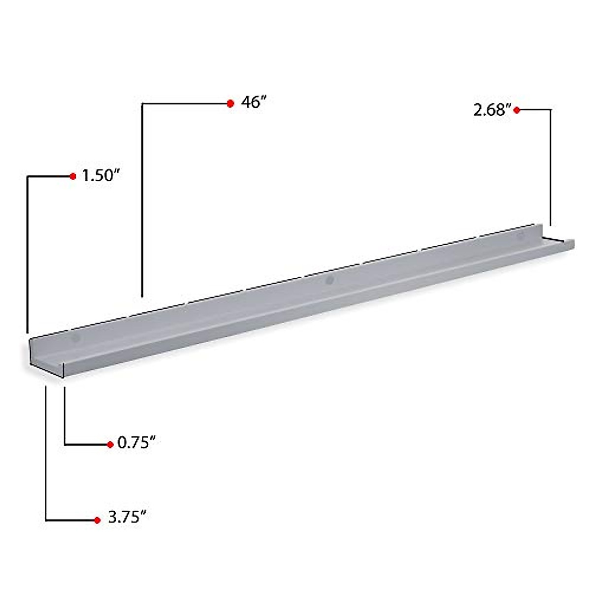 Wallniture Denver 46" Floating Shelves for Wall, Floating Bookshelf for Kids Room, Gray Kids Room Shelves, Wall Bookshelf for Living Room Decor, Nursery Shelves, Picture Ledge Shelf Set of 4