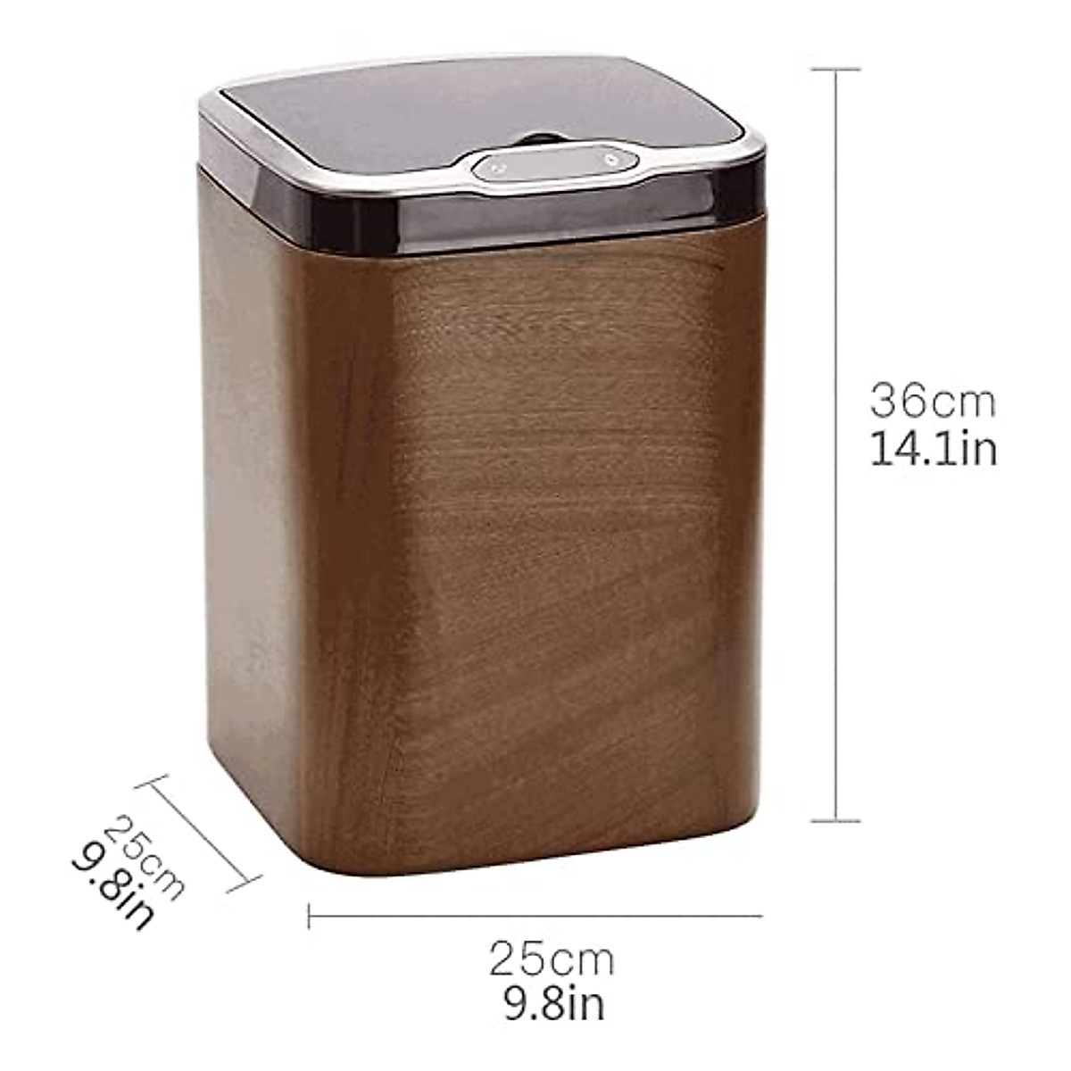 Trash Bin Trash Can Wastebasket Smart Trash Can Electric Induction Smart Square Solid Wood Trash Can with Pressure Ring for Home Garbage Can Waste Bin