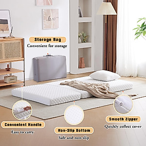 jela Foldable Mattress Twin Mattress, 4 Inch Memory Foam Folding Mattress, Trifold Mattress with Storage Bag and Waterproof Lining, Portable Mattress for Camping, Floor, Guest (38x75x4 inch, Twin)