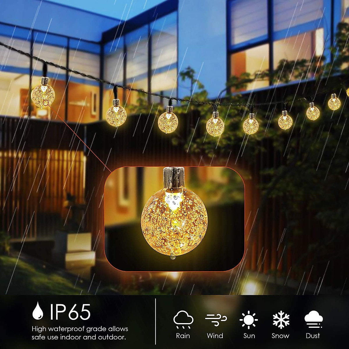 LOENDE Battery Operated String Lights Waterproof 16FT 30 LED 8 Modes Fairy Garden Globe String Lights with Timer for Christmas Tree Holiday Outdoor Indoor Patio Party Decor, Warm White (2 Pack)