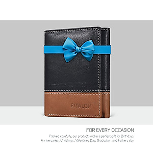 ESTALON Real Leather Trifold Wallet For Men-RFID Slim Tri Fold Wallets Minimalist 3 fold Credit Card Holder ID Window Christmas Gift (Charcoal/Sierra)