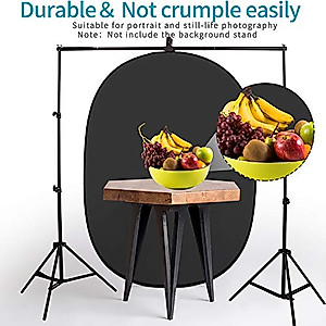 5X3.3 ft (1.5mX1m) 2 in 1 Cotton Muslin Black White Collapsible Reflector Backgrounds Portable Collapsible Reversible Photography Backdrop with Carrying Bag