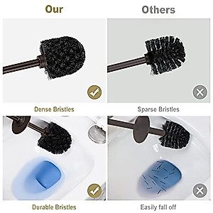 Toilet Bowl Brush Holder Set: Bathroom Deep Cleaning Toilet Scrubber Rim Cleaner with Caddy for Restroom Rv - Hidden Modern Elegant Toilet Clean Decorative Accessories - Bronze