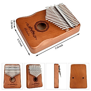 Kalimba Thumb Piano 17 Keys, Finger Piano Musical Instruments, Mbira Music Kids Gifts Adult Beginners Hand Pianos Brown