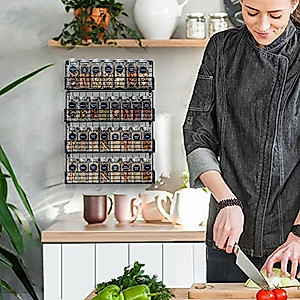 Spice Rack Organizer Wall Mounted 4-Tier Stackable Hanging Spice Jars Storage Racks,Great for Kitchen and Pantry,Up to Storage 36 Jars(Patent No.:US D909,138 S)