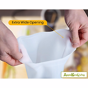 AppleKoreLiving Reusable Sous Vide Bags | Set of 2 BPA Free Bags (X-Large and Large) | Food Grade Silicone Sous Vide | 60% Larger, Thinner and More Flexible than Other Reusable Bags