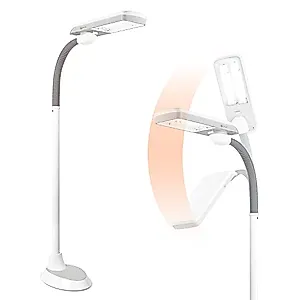 OttLite Standing Floor Lamp with Adjustable Neck, Pivoting Shade Multiuse Lamp - 36w Compact Fluorescent Lamp for Bright Natural Daylight - Modern Home Decor, for Living Room, Reading, Dorm & Office