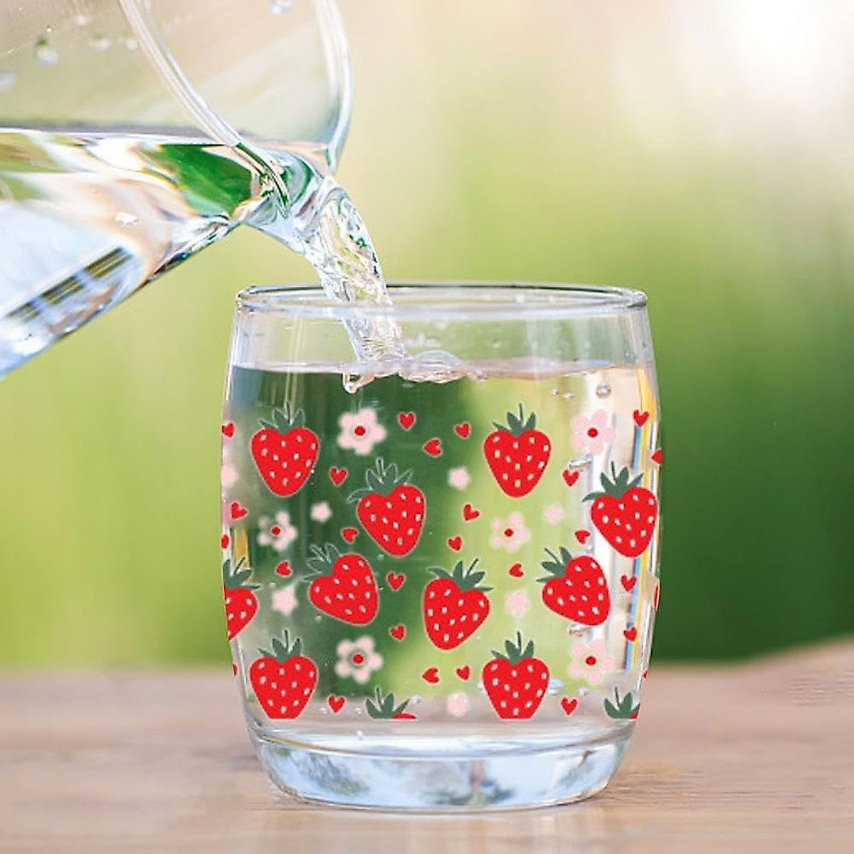 Strawberries UV DTF Cup Wrap Transfer Sticker for Glass Coffee Cups Fruits Theme Rub on Transfer Decals DIY Waterproof Clear Film Transfer Paper Mug Stickers for Crafting Stickers and Sticker Machines