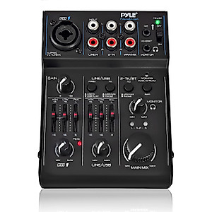 Pyle 3 Channel Bluetooth Audio Mixer - DJ Sound Controller Interface with USB Soundcard for PC Recording, XLR, 3.5mm Microphone Jack, 18V Power, RCA I/O for Professional and Beginners - PAD30MXUBT