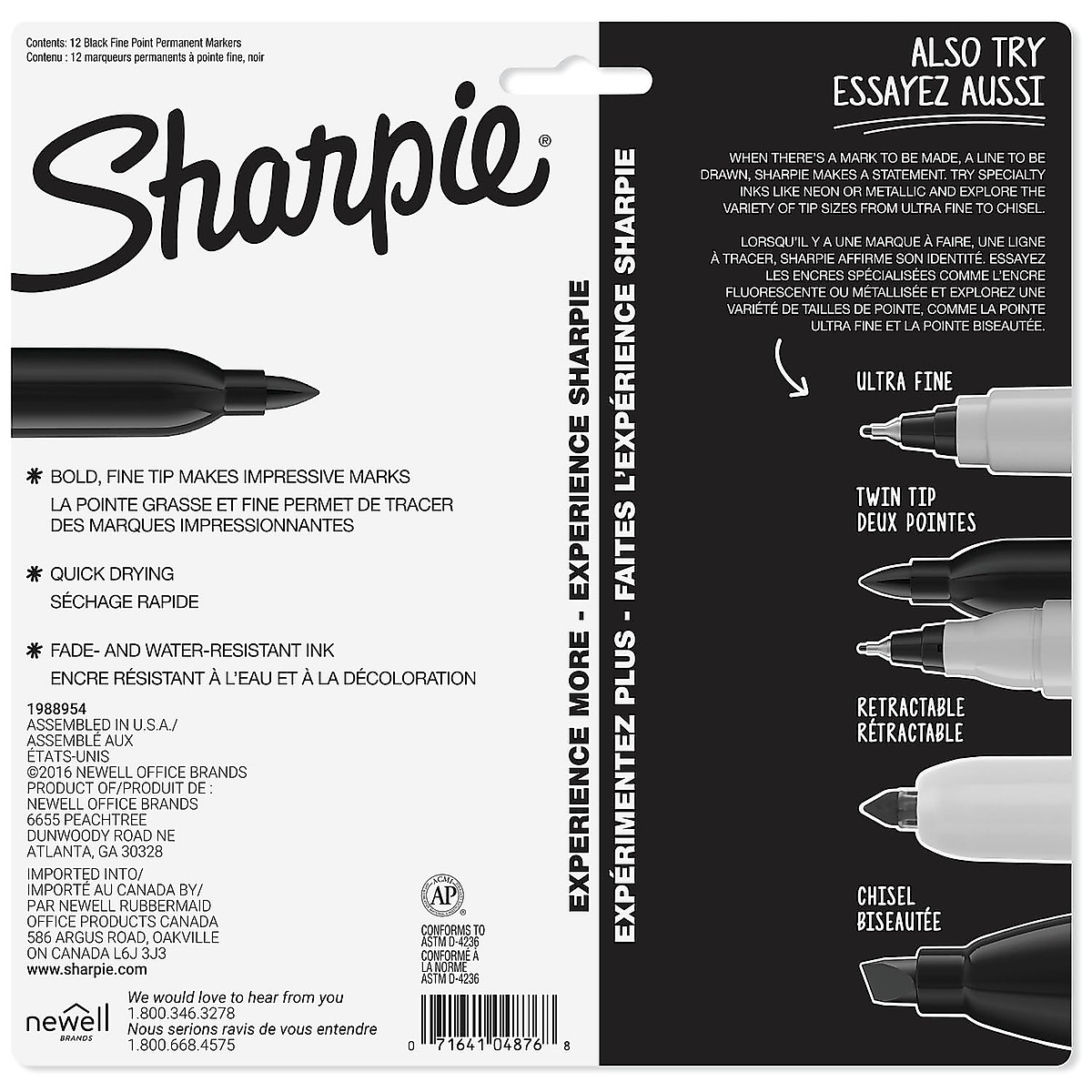 SHARPIE Permanent Markers, Fine Point, Black, 12 Count