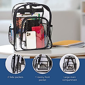 MYPALMER Large Heavy Duty Clear Backpack for school, work, events & travel | Combination Lock And Name Tag | Transparent Backpack | See Through Backpack