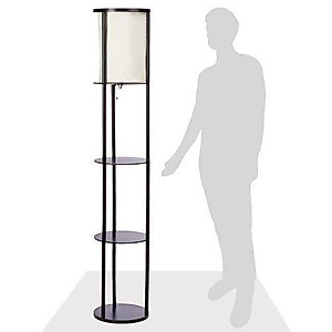 Adesso 3117-01 Stewart 62.5" Round Floor Lamp – Lighting Fixture with Storage Shelves, Smart Switch Compatibility Lamp. Home Decor Accessories,Black Base Finish
