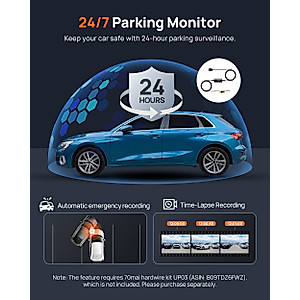 70mai 2.7K UHD Dash Cam Front and Rear A500S, Dual Dash Camera for Cars, Dashcam with APP, Sony IMX335, ADAS, Built-in WiFi GPS, 2'' IPS Screen, WDR, Night Vision, 24/7 Parking Mode, Loop Recording