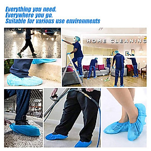 TOUGS 100-Pieces Disposable Boot & Shoe Covers, Durable Anti Slip Cleaning Overshoes for Home Office, One Size Fits Most
