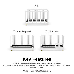 Little Seeds Aviary 3-in-1 Crib with Adjustable Mattress Height, White