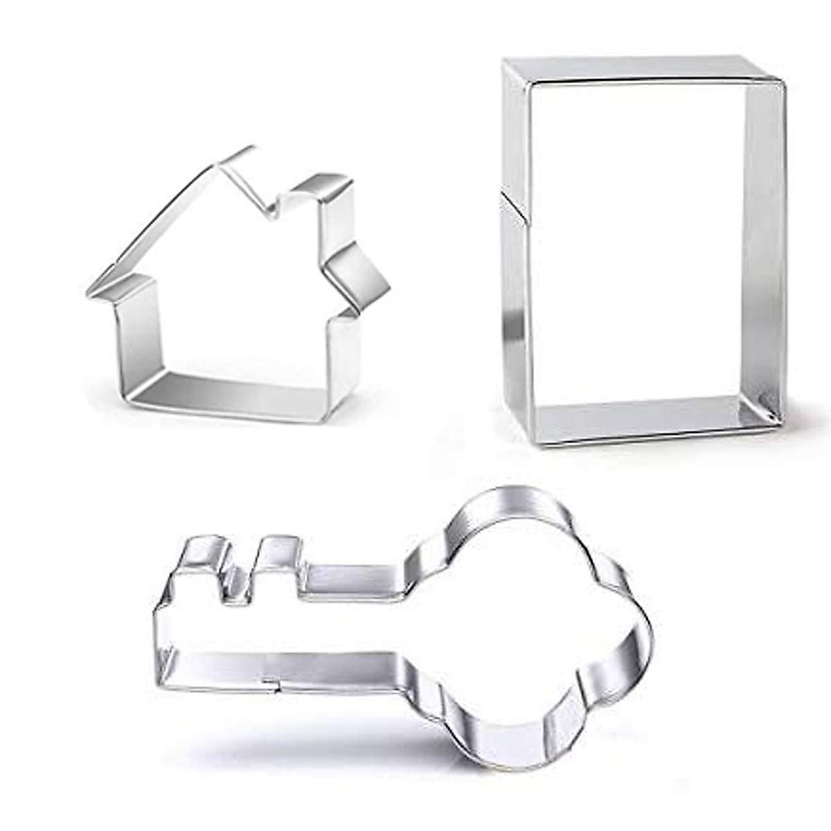 3 Pieces Cookie Cutter Set - Door Key Small House Stainless Steel