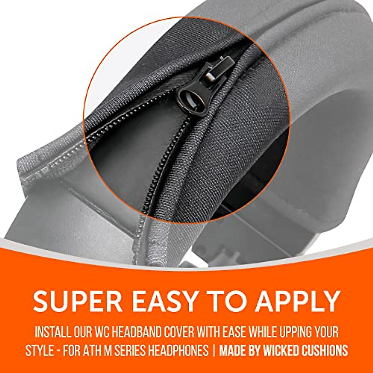 WC BandZ V2 Protective Headband Cover for Audio Technica ATH M Series Headphones - Machine Washable, No More Flaking Leather - Compatible with M50X / M50XBT / M50 / M40X & More | (Black)