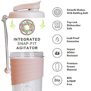 Kuoleopa Shaker Bottle for Protein Mixes，24 oz，Protein Shaker Bottles with Whisk Ball, Mixer Bottle, Protein Bottle,Portable Pre Workout Whey Protein Drink Shaker Cup，Pink