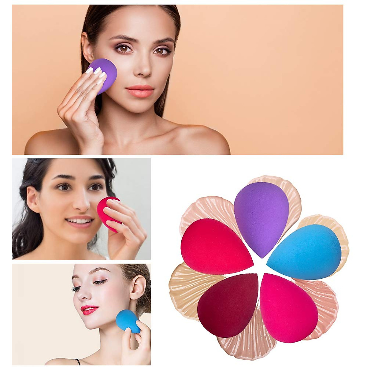 GUIGUDESN 5Pcs Makeup Sponges,Multi-Colored Facial Sponges Beauty Blender Sponge Egg Mix Sponge Foundation Applicator Makeup Sponge