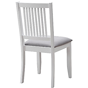 DUHOME Dining Chairs Set of 2, Rubber Wood Kitchen Chairs with Backrest Dining Room Chair Fabric Seat Armless Chairs for Living Room Restaurant, White