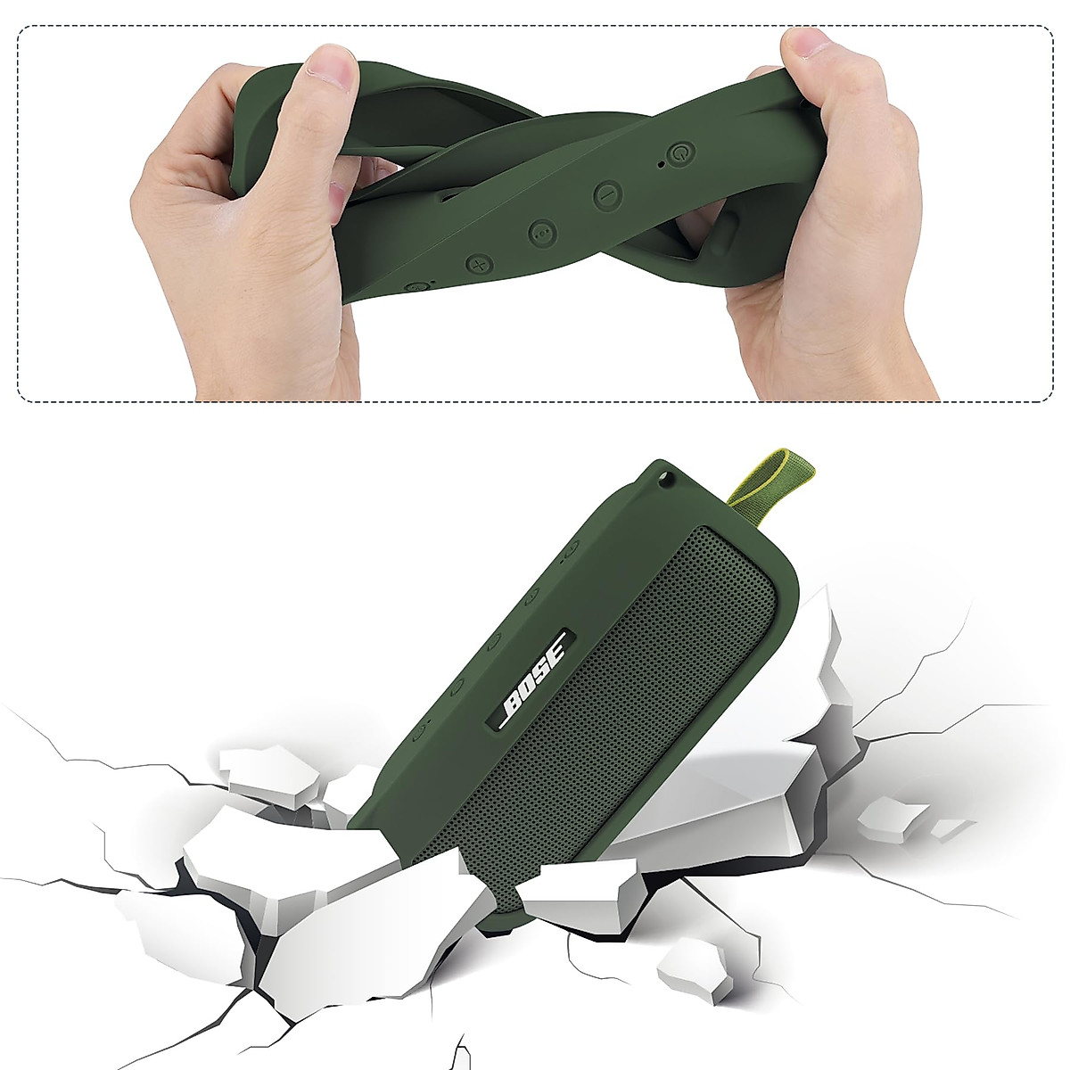 co2CREA Soft Silicone Case Replacement for Bose SoundLink Flex Bluetooth Portable Speaker (Silicone Case, Cypress Green Case)