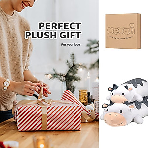 Mewaii Cow Plush Body Pillow, 35" Kawaii Milk Cow Stuffed Animals Squishy Pillow, Cute Plushies Cuddle Pillow for Kids, Long Plush Cow Pillow Toys, Birthday Gifts for Women, Girls and Males