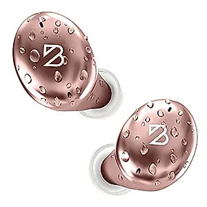 Tempo 30 Rose Gold Wireless Earbuds for Small Ears Women, Cute Pink Bluetooth Bass Boost Earphones Small Ear Canals, IPX7 Sweatproof, 32-Hour Long Battery, Loud in Ear Headphones Gift for Women