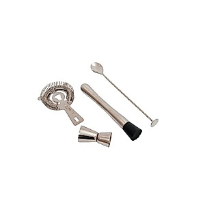 Cocktail Mixology Shaker Set - Bartender Kit with an Elegant Bamboo Stand - Bar Accessories Kit Including a Martini Shaker, Bar Jigger, Syrup Dispenser & Mixer Recipe Book