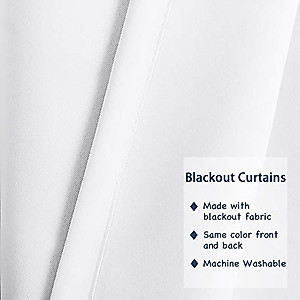 Room Darkening Curtain Panels Pure White Curtains Window Treatment Energy Saving Thermal Insulated Solid Grommet Room Darkening Drapes for Bedroom/Nursery, Pure White, 2 Panels, 52 in x 84 in (W x L)
