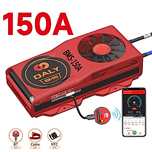 DALY 12V Smart BMS 150A Li-ion 3S Batteries Protecion Board with Cooling Fan and Bluetooth Module for Rated 3.7V Lithium Power Bank(Smart BMS,150A Fan)