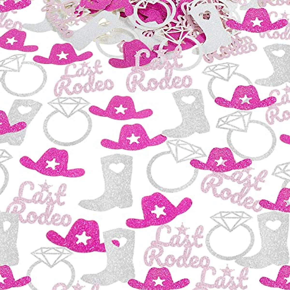 400 Pcs Disco Cowgirl Bachelorette Party Confetti Nashville Bachelorette Last Rodeo Party Table Decoration Glitter Wedding Ring Western Boot Cowboy Hat Confetti for Bachelorette Cowgirl Party Decor