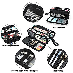 Fustylead Panda Wear Glasses Big Capacity Pencil Pen Case, Multi-Purpose Makeup Bag Organizer Storage Pouch for Office College School Hiking Travel