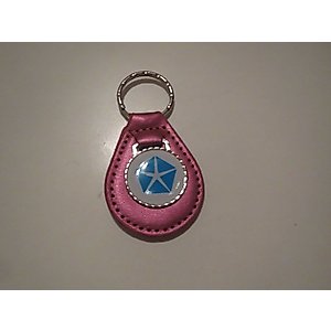 NEWPORT NEW YORKER 300 LEBARON LHS LASER WHITE LOGO LEATHER KEYCHAIN - MAGENTA
