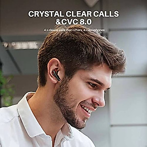 Tribit [Upgraded Version] Wireless Earbuds, Qualcomm QCC3040 Bluetooth 5.2, 4 Mics CVC 8.0 Call Noise Reduction 50H Playtime Clear Calls Volume Control True Wireless Bluetooth Earbuds, FlyBuds C1