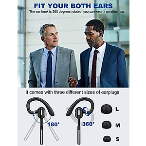 DECHOYECHO Bluetooth Headset V5.1, Wireless Headset with Battery Display Charging Case, Bluetooth Earpiece with Noise Canceling Mic for Driving, Office, Business, Compatible with Cell Phone and PC