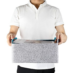 Welaxy storage baskets Felt Foldable Storage Cube Shelf Bins Organizer box for Kids Toys Magazine Books Clothes Office Bedroom Closet Babies Nursery organizing (orange+green+turquoise )