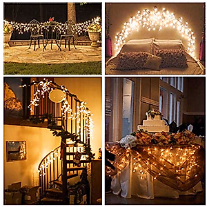 Toodour Christmas Icicle Lights Outdoor, 360 LED 29.5ft 8 Modes Fairy Icicle String Lights with 60 Drops, Led Christmas Twinkle Lights for Holiday, Party, Wedding, Christmas Decorations (Warm White)