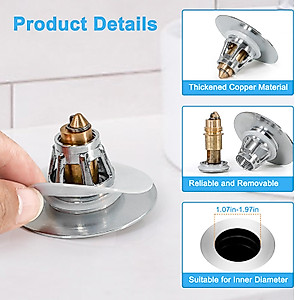 2-in-1 Bathroom Sink Stopper，pop up Sink Drain Stopper，Sink Drain Strainer and Pop-Up Stopper - Hair Catcher and Clog Remover for Bathroom Sinks and Bathtubs,2-Pack