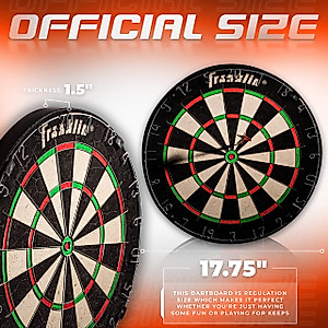 Franklin Sports Official Dartboard - Professional Regulation Size 18 inch Bristle Self Healing Dartboard - Metal Number Ring - Steel Tip Darts Dartboard,Black